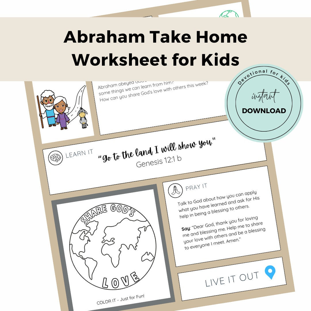 Abraham Obeys God Kid Devotional Worksheet Children Bible Study on ...