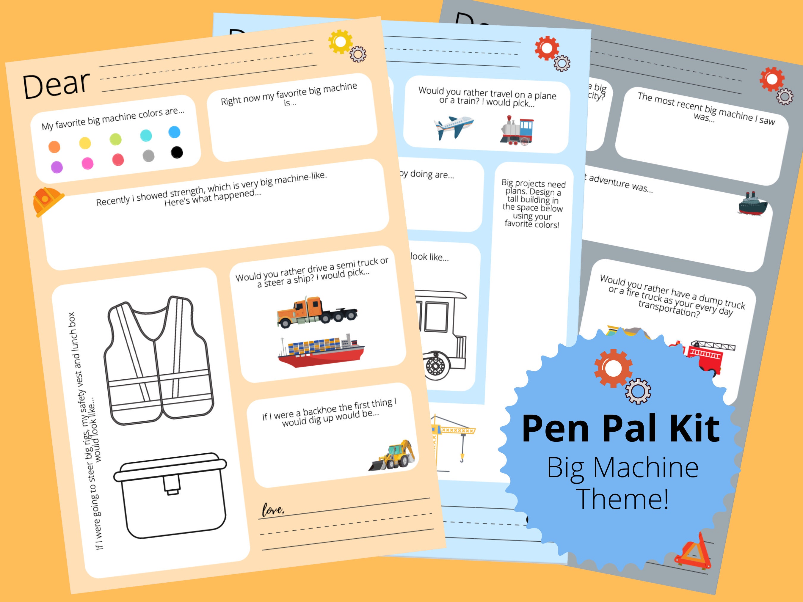 Kids Writing Paper Truck Activity Penpal Prompt Journal Kids Writing ...