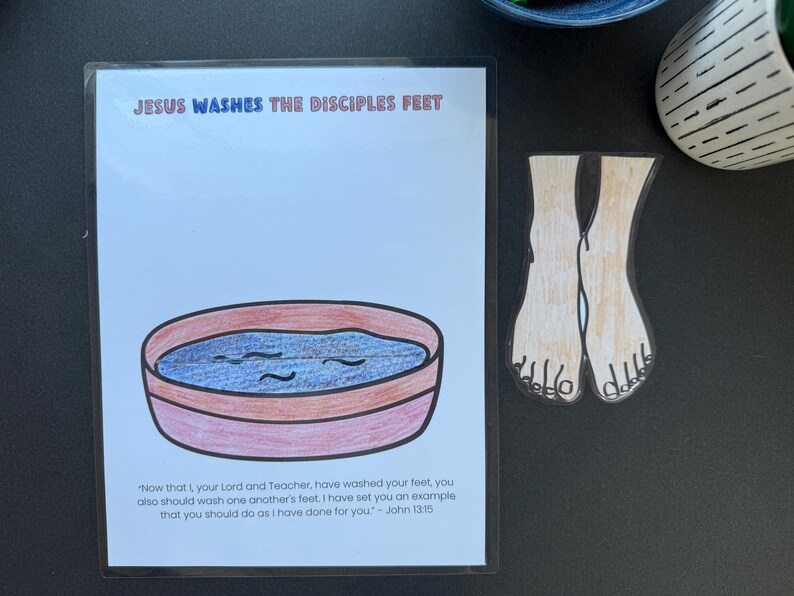 Jesus Washes Feet Coloring Craft for Kids Religious Activity Teaching ...