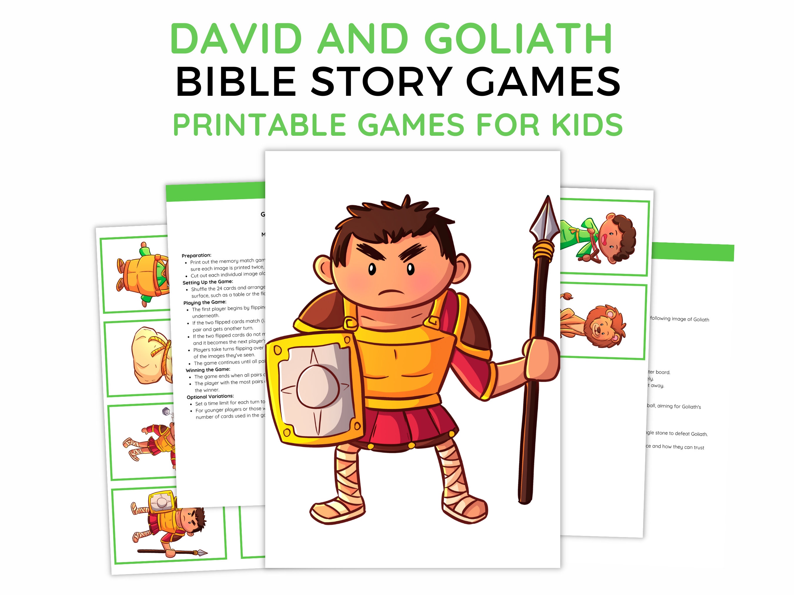 David and Goliath Bible Memory Game for Kid Church Class David Goliath ...
