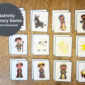 Nativity Memory Match Game for Kid Sunday School Christmas Nativity ...