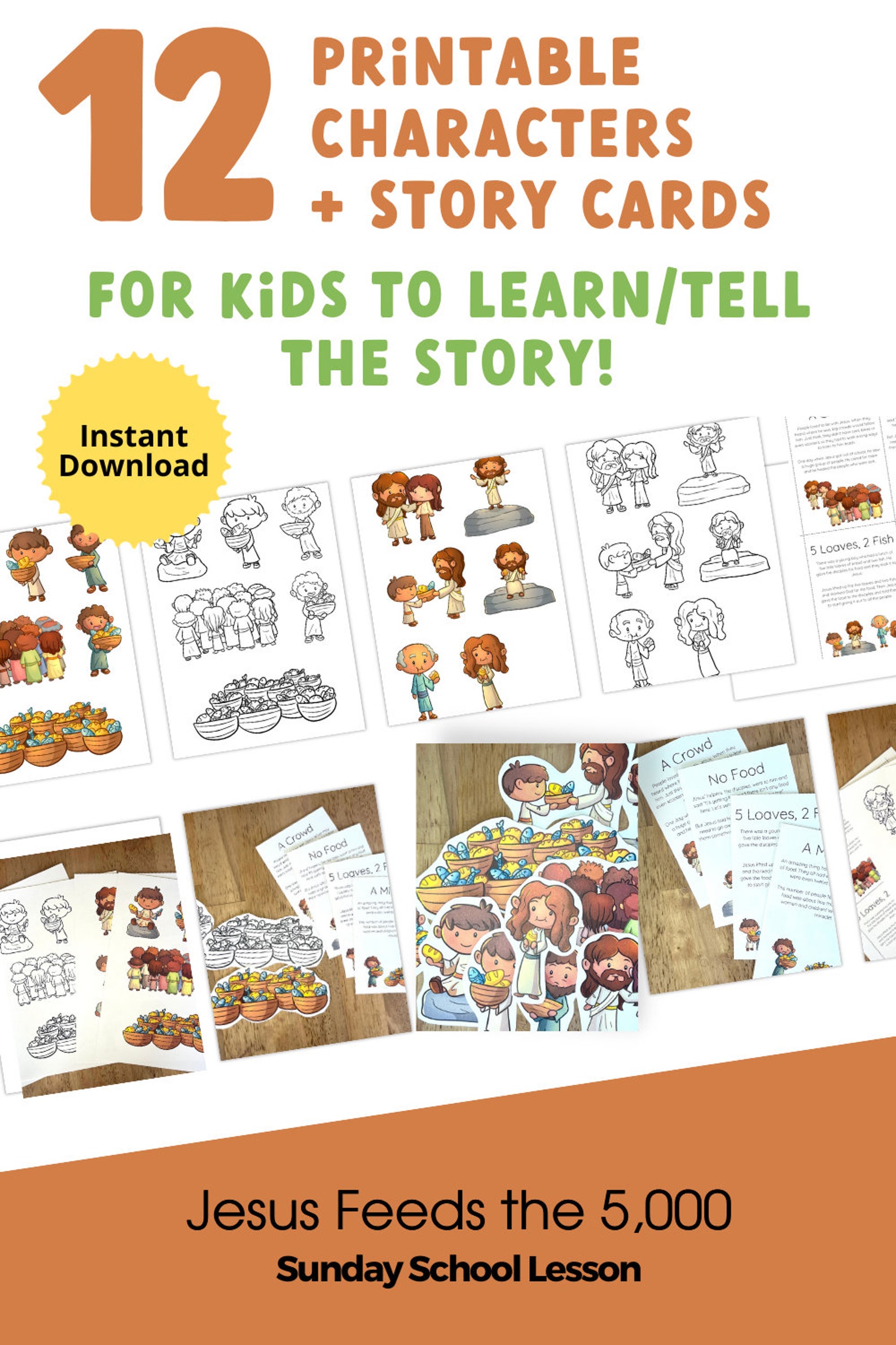 Jesus Feeds the 5000 Craft Printable Bible Story for Kid Sunday School ...