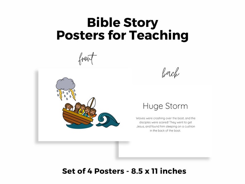 Jesus Calm the Storm Bible Story Teaching Poster Jesus Miracle Bible ...