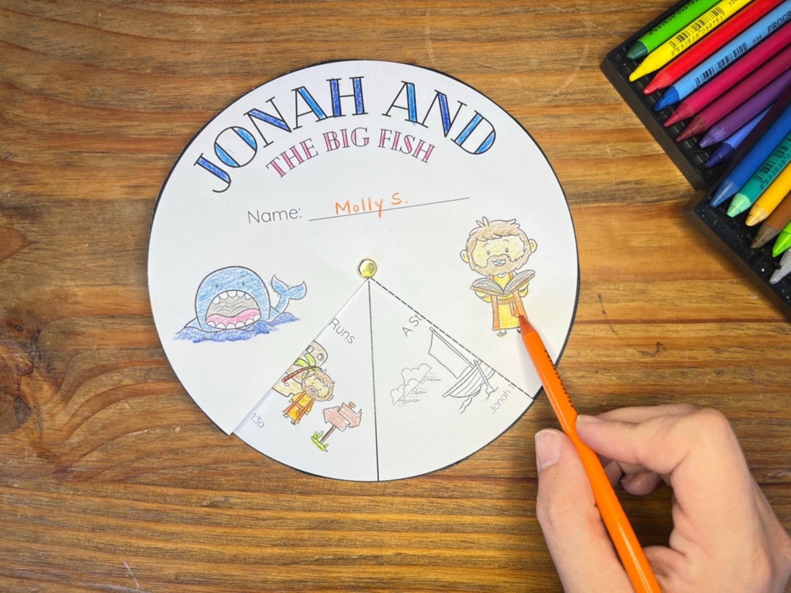 Jonah and the Big Fish Story Wheel Jonah and the Whale Craft for Kid ...