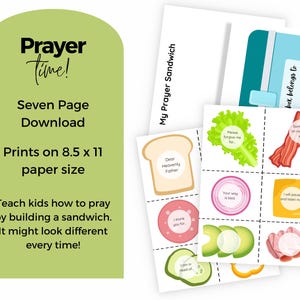 Prayer Sandwich Activity for Kid Prayer Craft Printable Christian ...