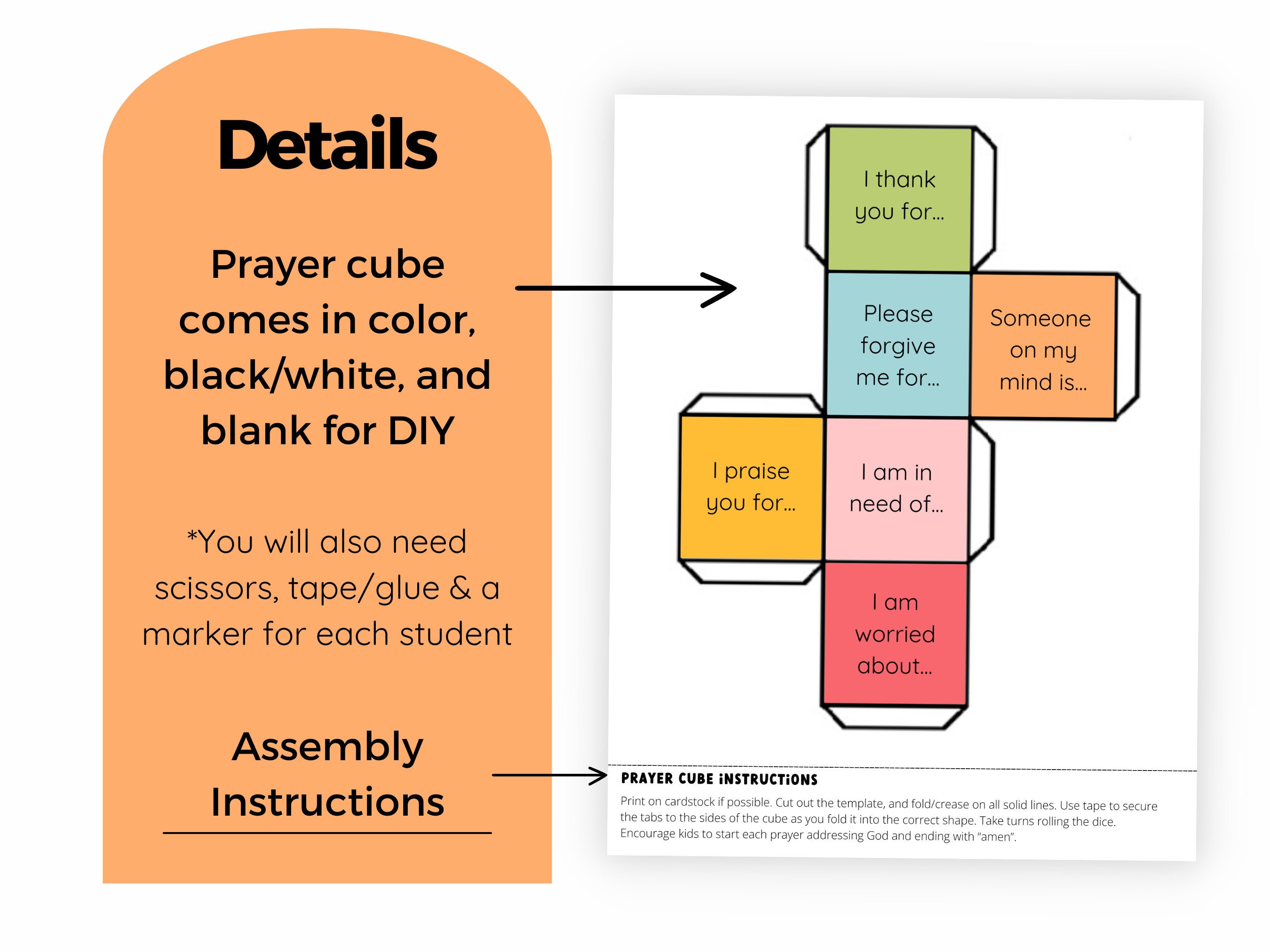Prayer Cube for Kid Teach Children How to Pray Activity Printable ...