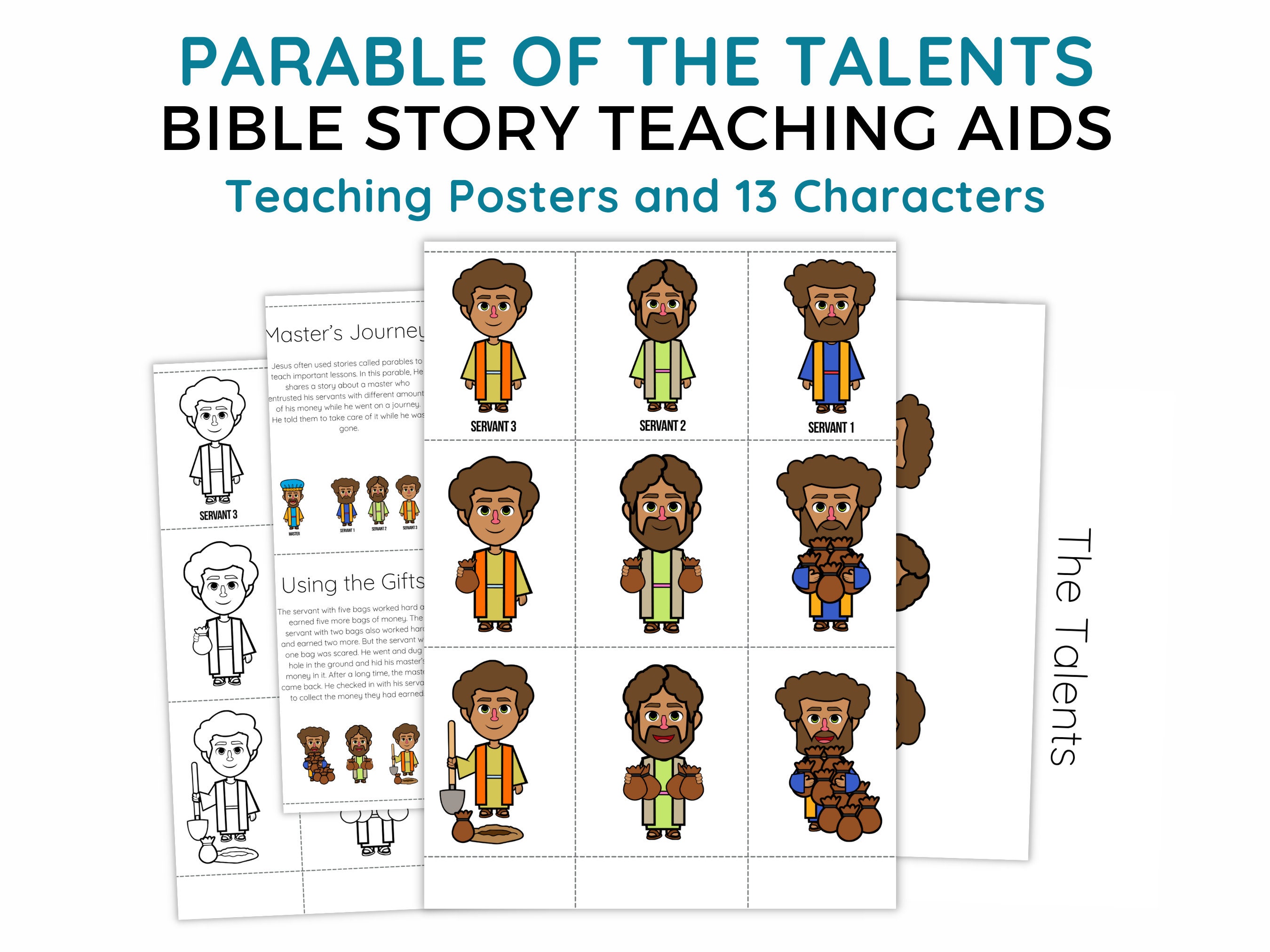 Parable of the Talents Teaching Aid for Kid Bible Story Poster ...