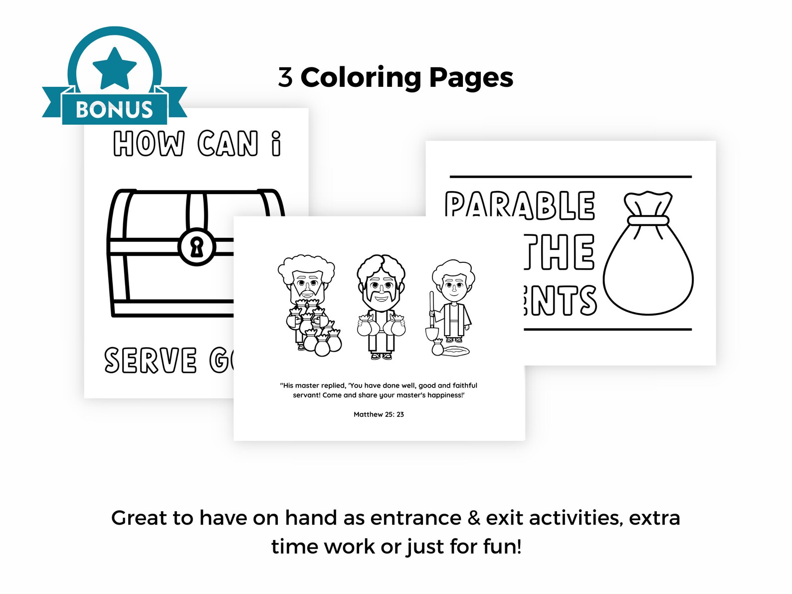 Parable of the Talents Memory Match Game for Kid Church Printable ...