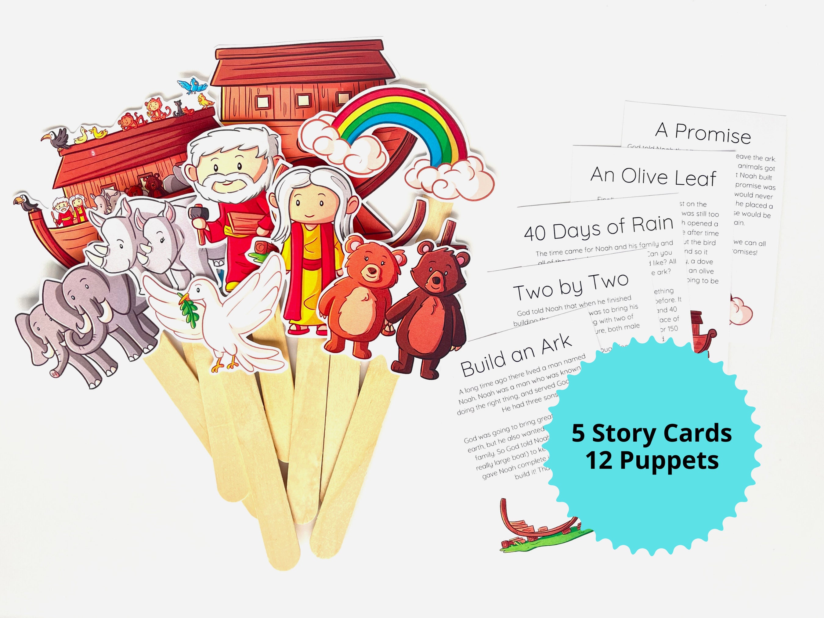 Noahs Ark Story Cards Christian Kid Bible Story Activity Printable ...