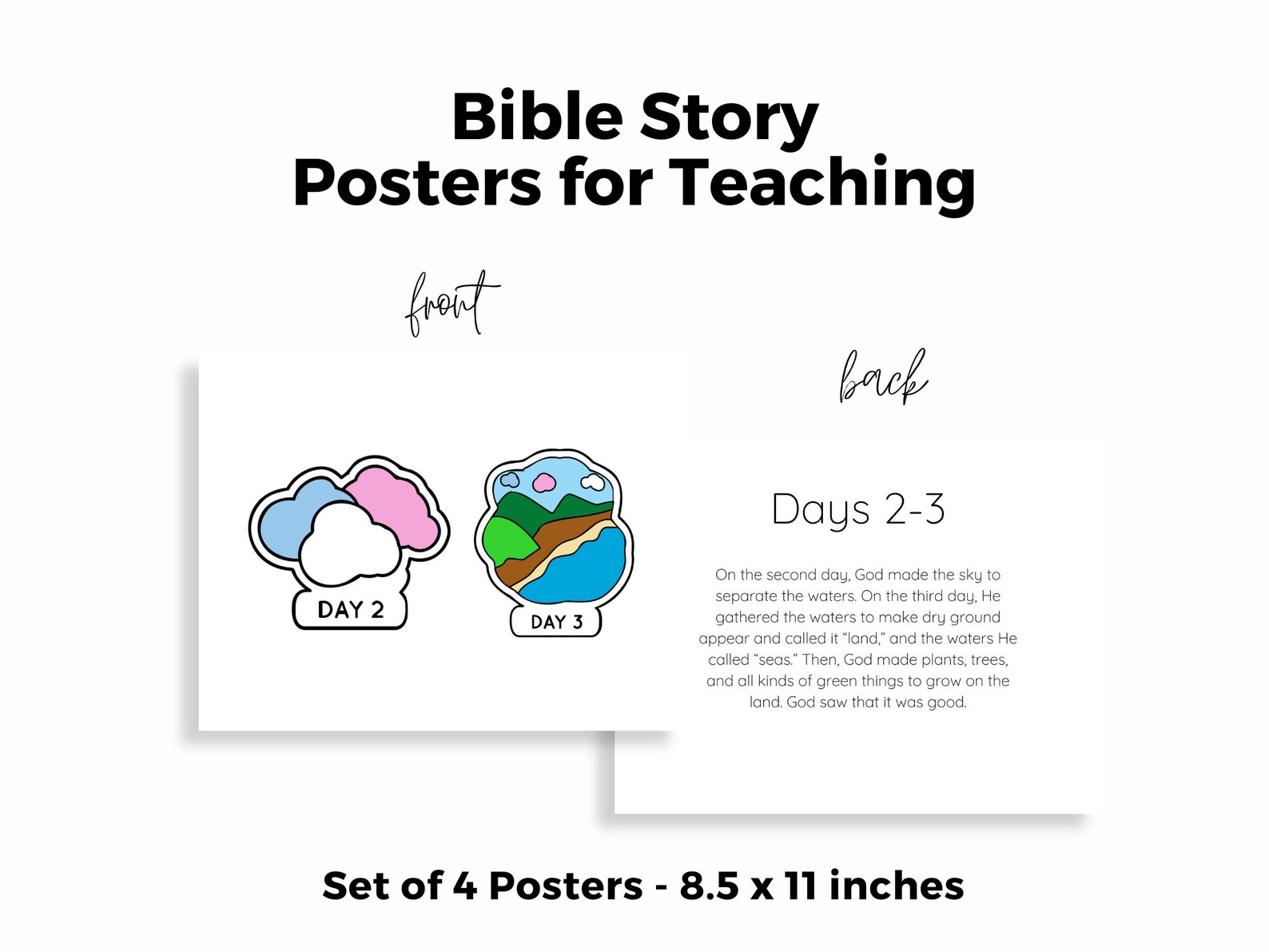 Days of Creation Bible Story Teaching Poster Creation Printable Lesson ...
