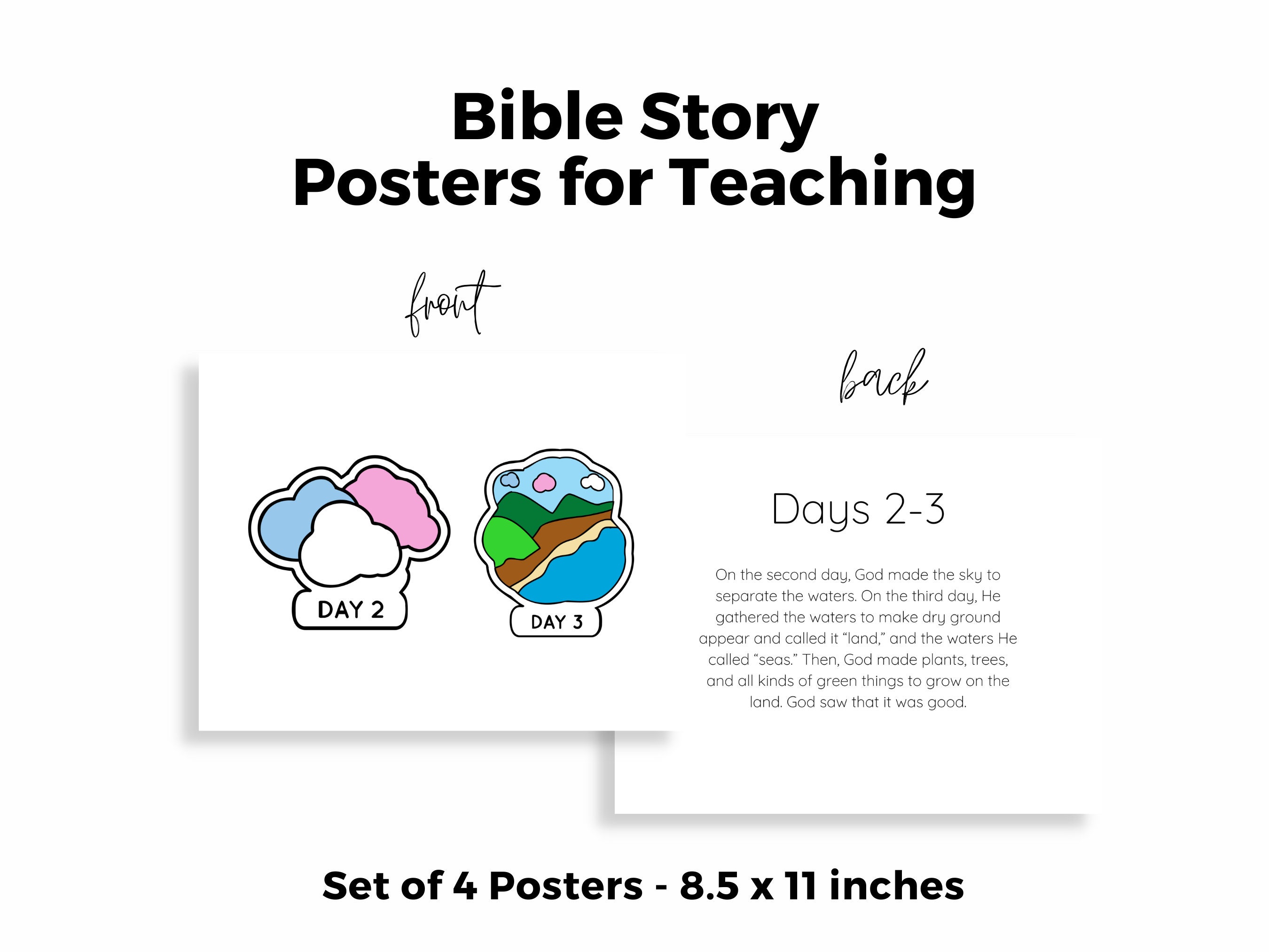 Days of Creation Bible Story Teaching Poster Creation Printable Lesson ...