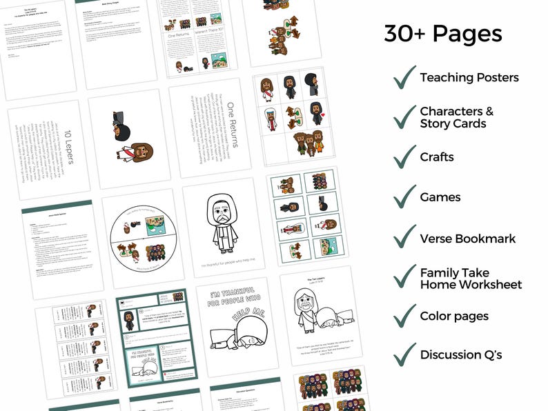 Thankfulness Bible Lesson for Kids Printable Ten Lepers Bible Story ...