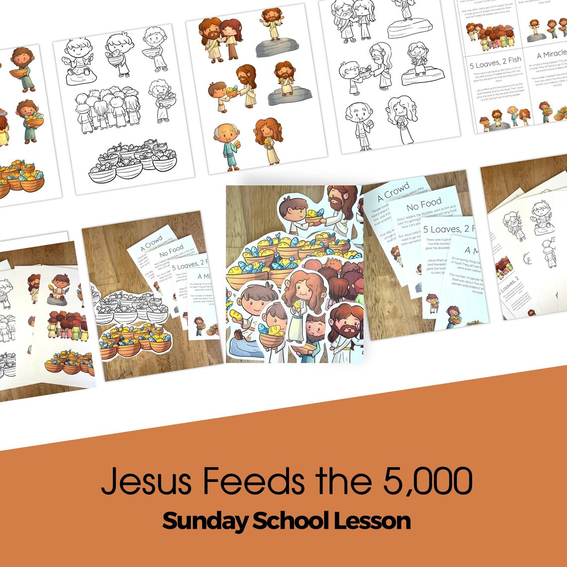 Jesus Feeds the 5000 Craft Printable Bible Story for Kid Sunday School ...