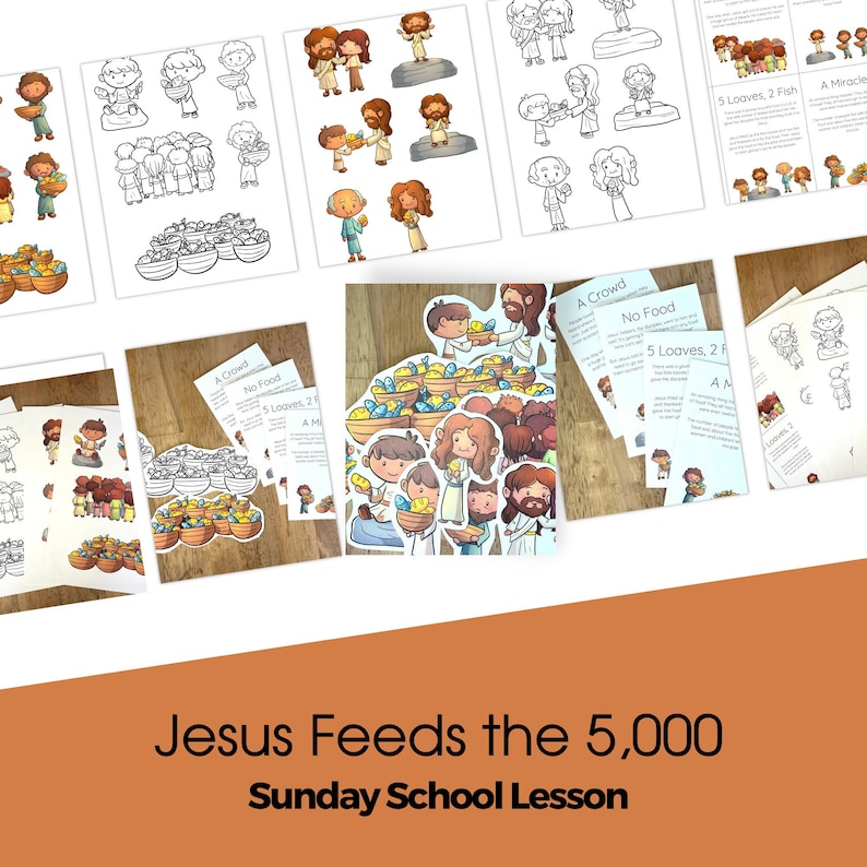 Jesus Feeds the 5000 Craft Printable Bible Story for Kid Sunday School ...