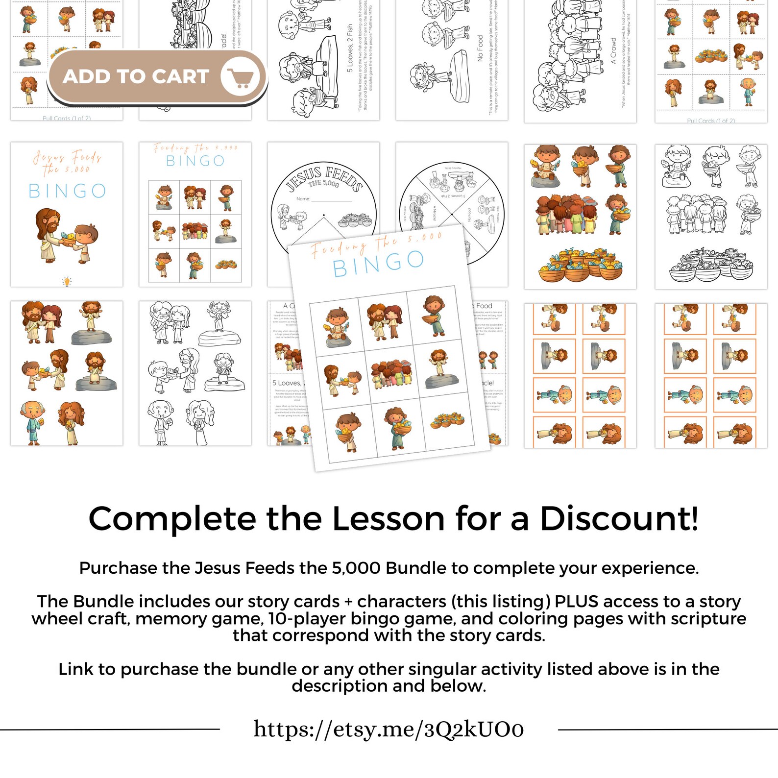 Jesus Feeds the 5000 Craft Printable Bible Story for Kid Sunday School ...