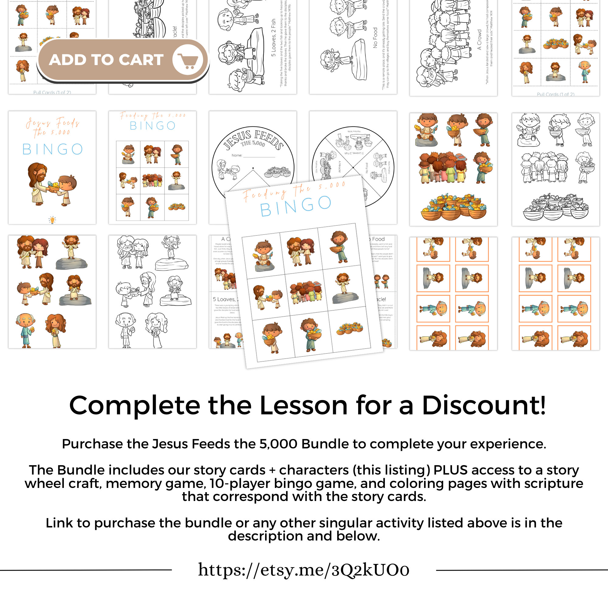 Jesus Feeds the 5000 Craft Printable Bible Story for Kid Sunday School ...