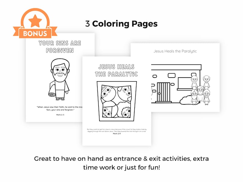 Jesus Heals a Paralyzed Man Devotional Worksheet Bible Story Take Home ...