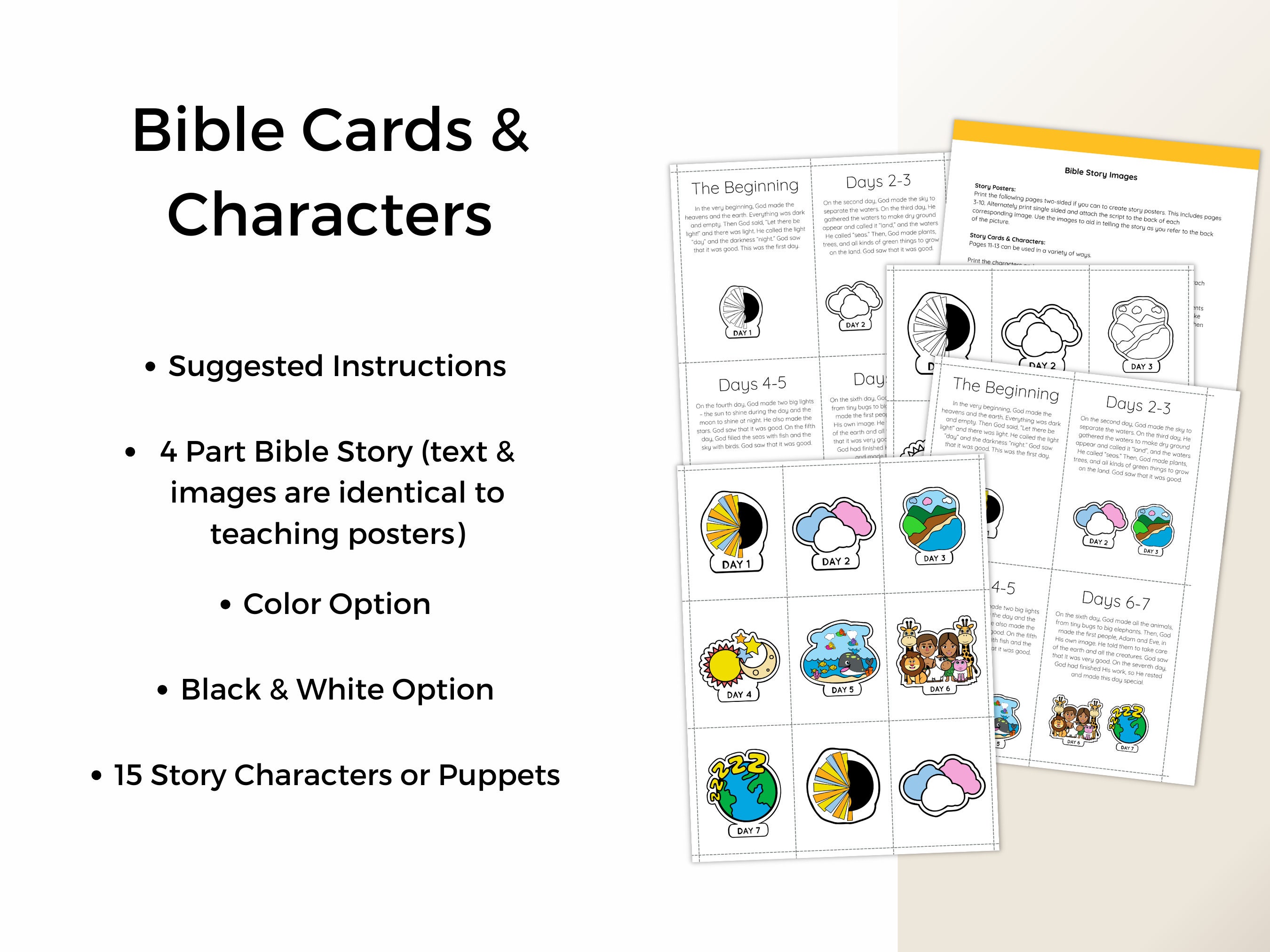 Days of Creation Bible Story Teaching Poster Creation Printable Lesson ...