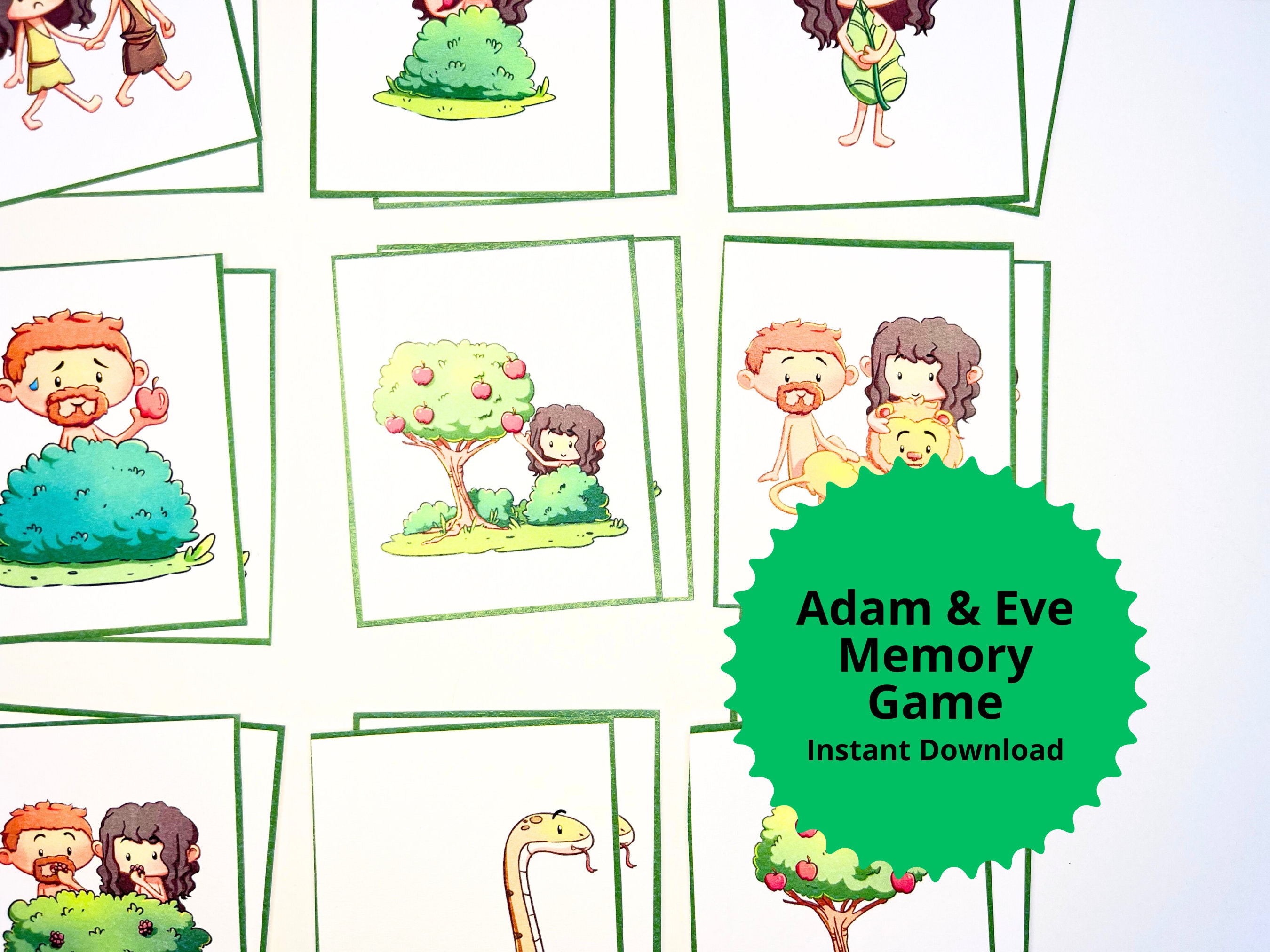 Memory Game Adam and Eve Activity DIY Memory Game for Kid Printable ...
