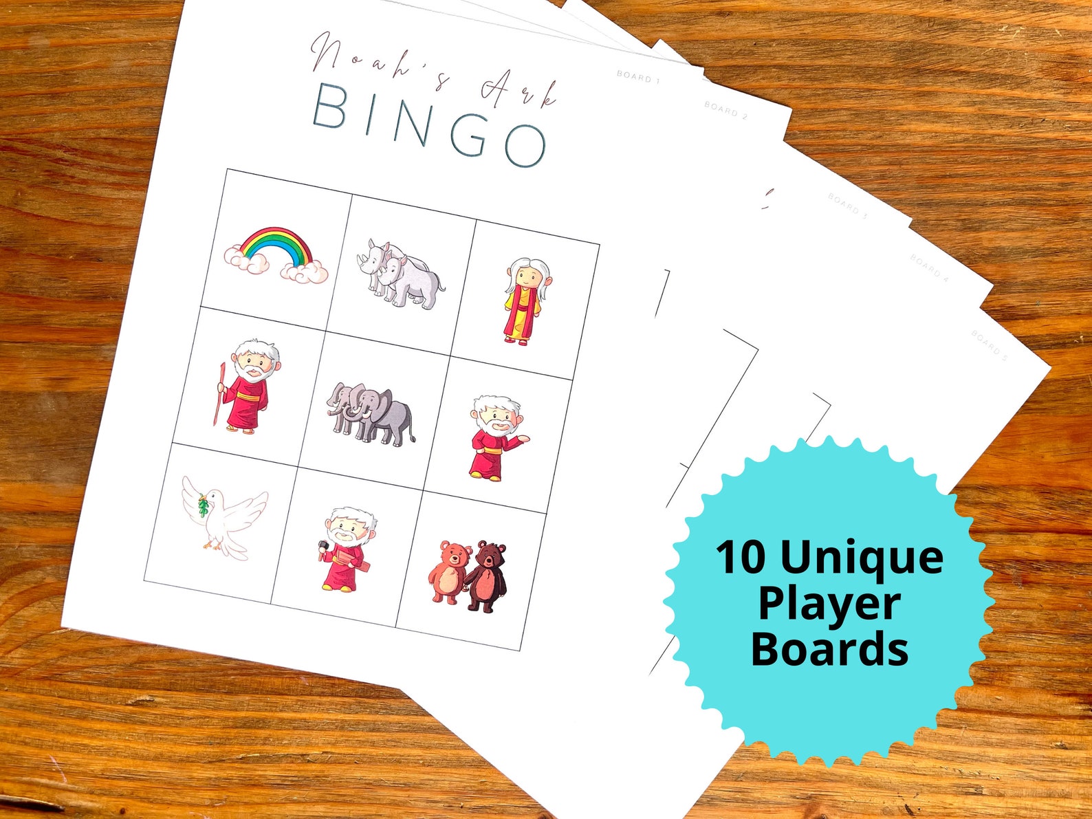 Bible Game for Kid Noahs Ark Bingo Printable Game for Bible Story Bingo ...