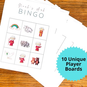 Bible Game for Kid Noahs Ark Bingo Printable Game for Bible Story Bingo ...