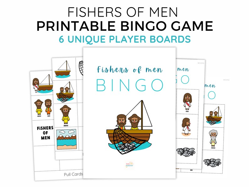 Fishers of Men Bingo Game for Kid Bible Story Activity Printable Sunday ...