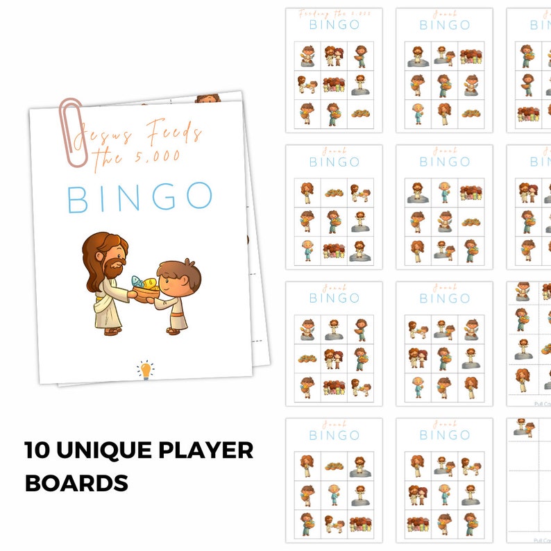 Jesus Feeds 5000 Bible Story Bingo Game Printable Bingo Activity for ...