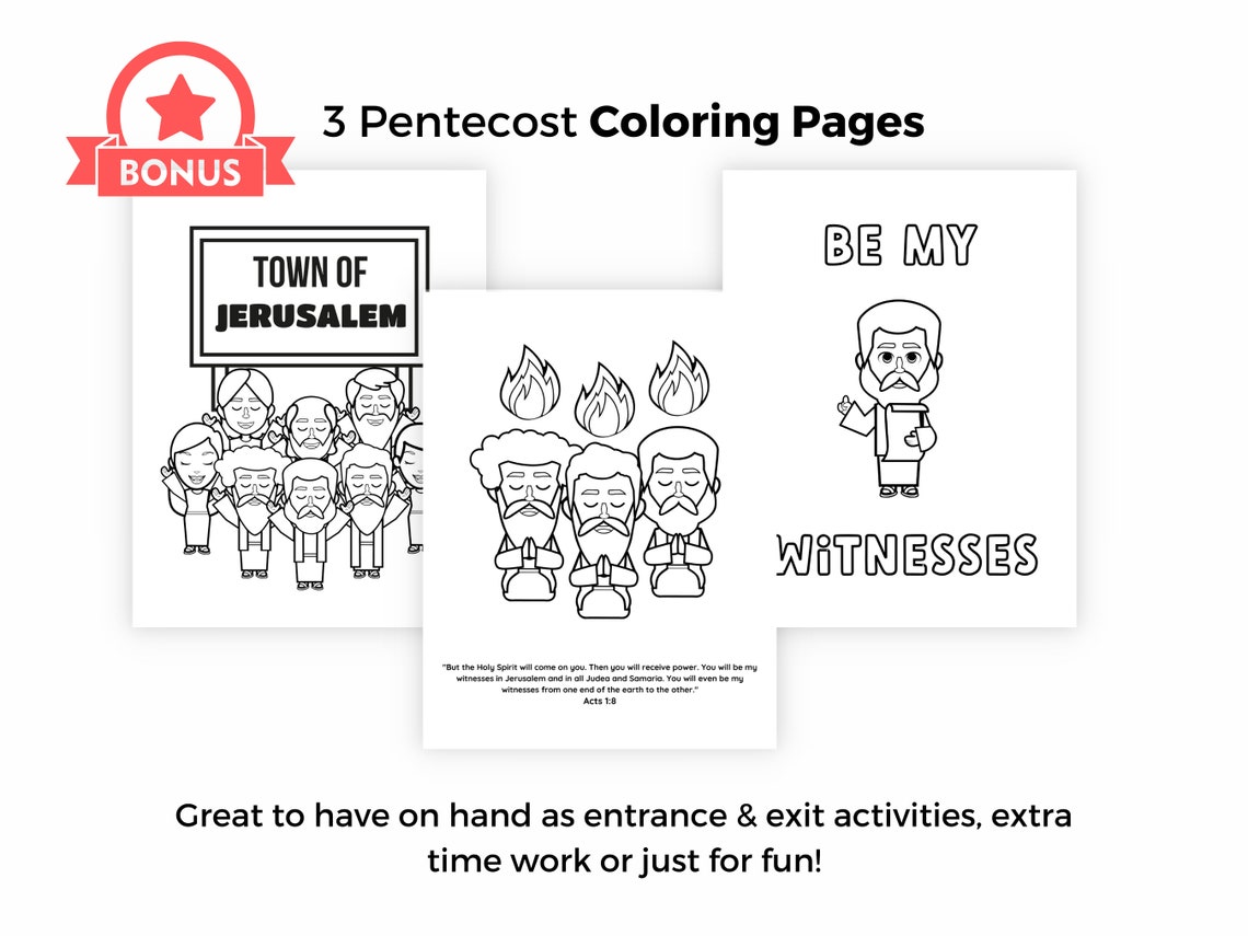 Pentecost Devotional Worksheet for Kid Acts Bible Study Activity With ...