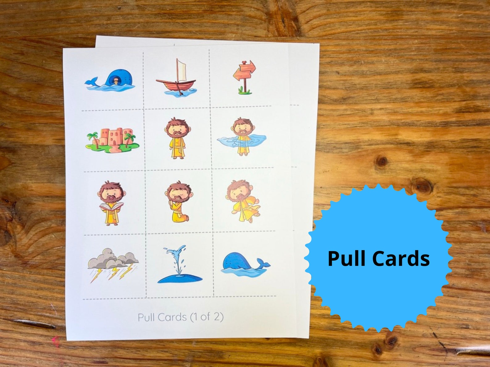 Jonah and the Whale Game Sunday School Bible Story Bingo Printable ...
