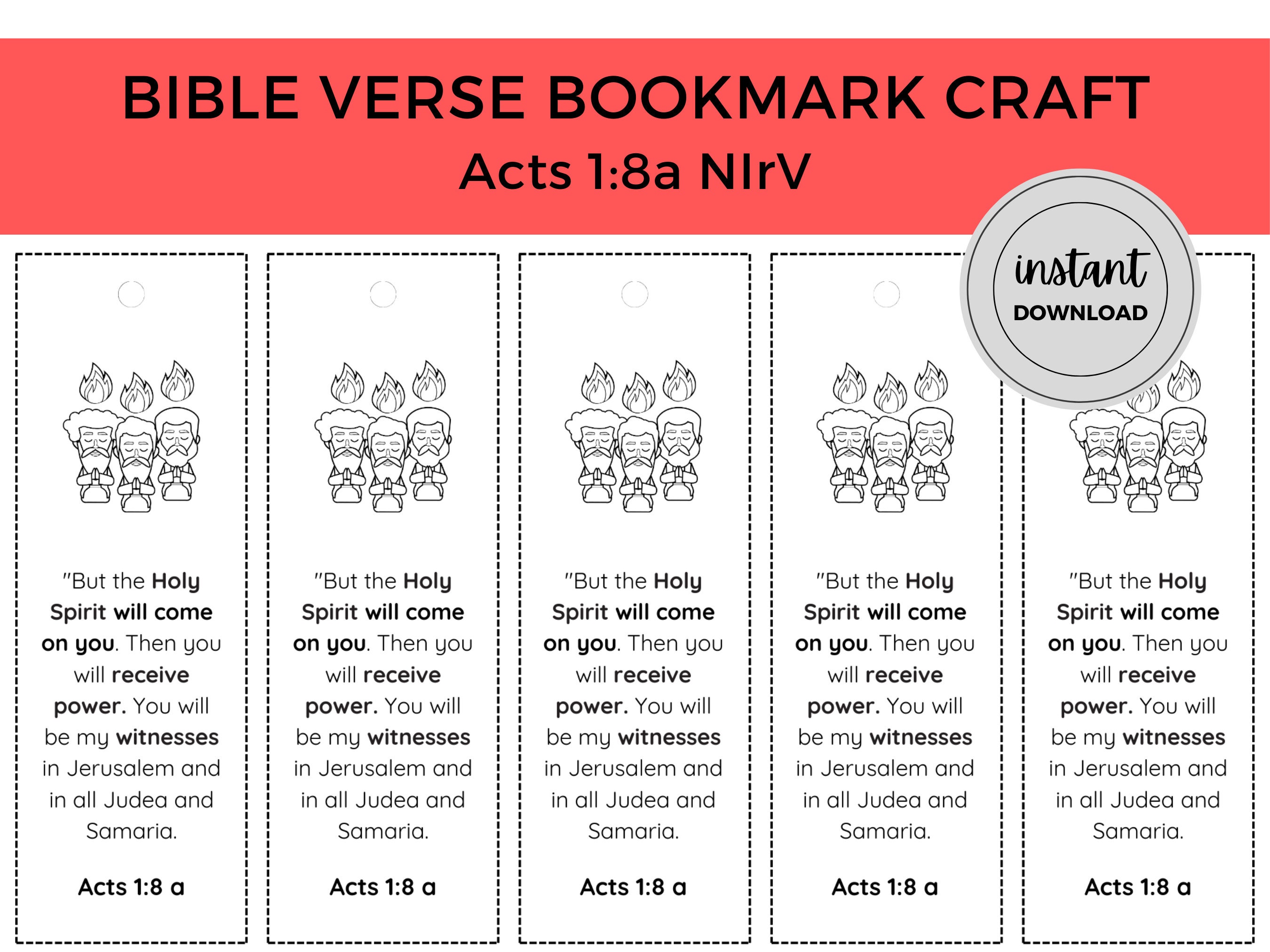 Pentecost Craft DIY Bookmark for Kid Craft Kit With Scripture From Acts ...