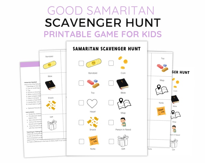 Good Samaritan Scavenger Hunt Game Sunday School Homeschool Game for ...