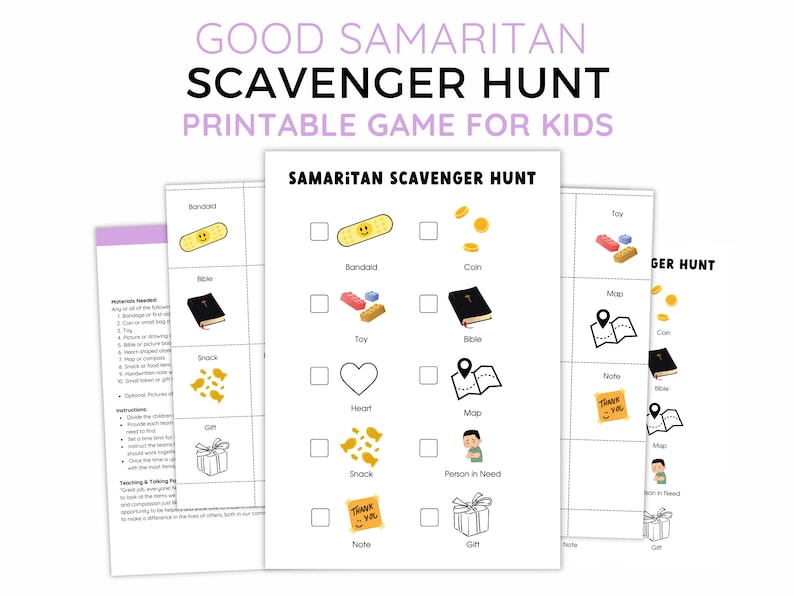 Good Samaritan Scavenger Hunt Game Sunday School Homeschool Game for ...