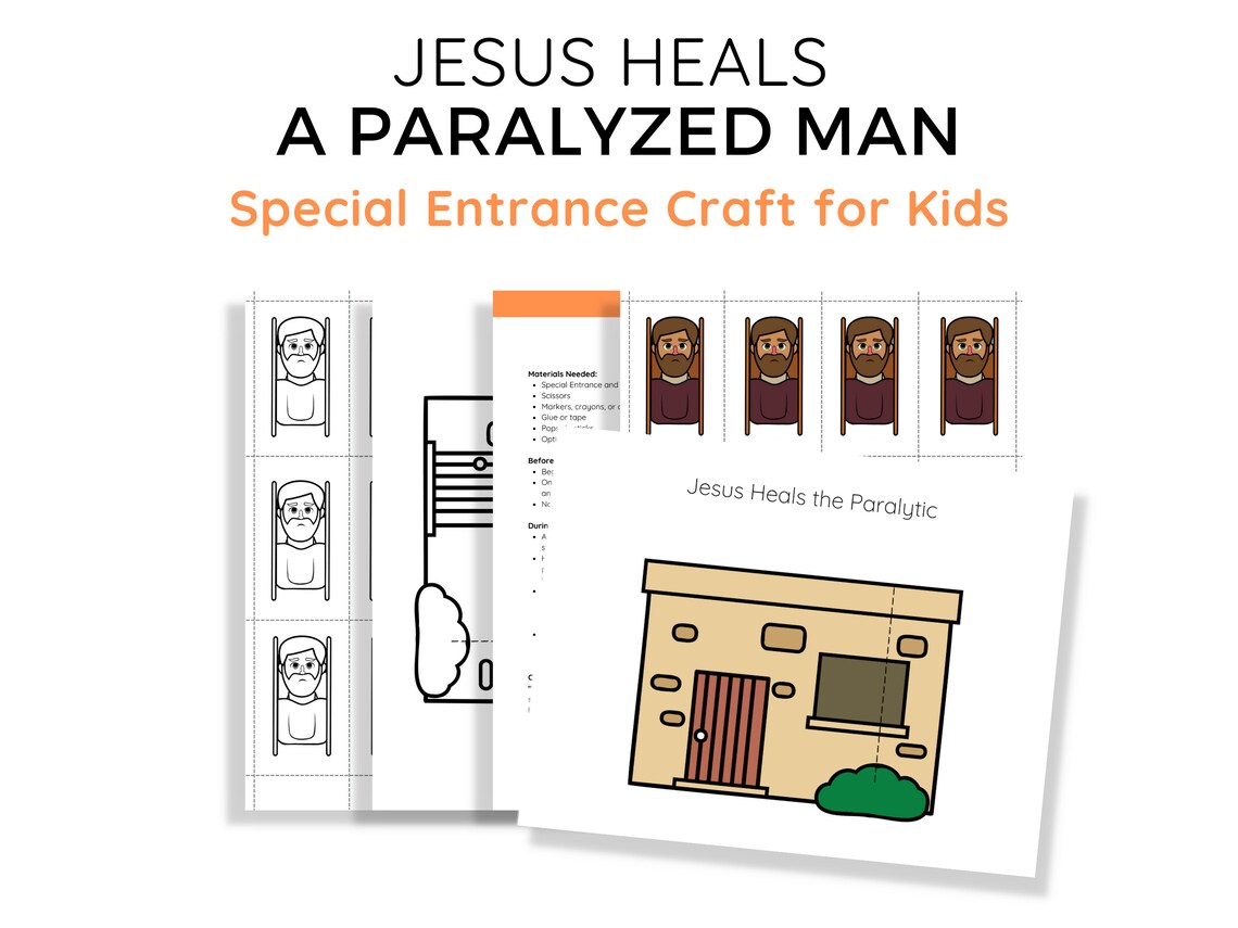Jesus Heals the Paralyzed Man Bible Story DIY Printable Craft for ...