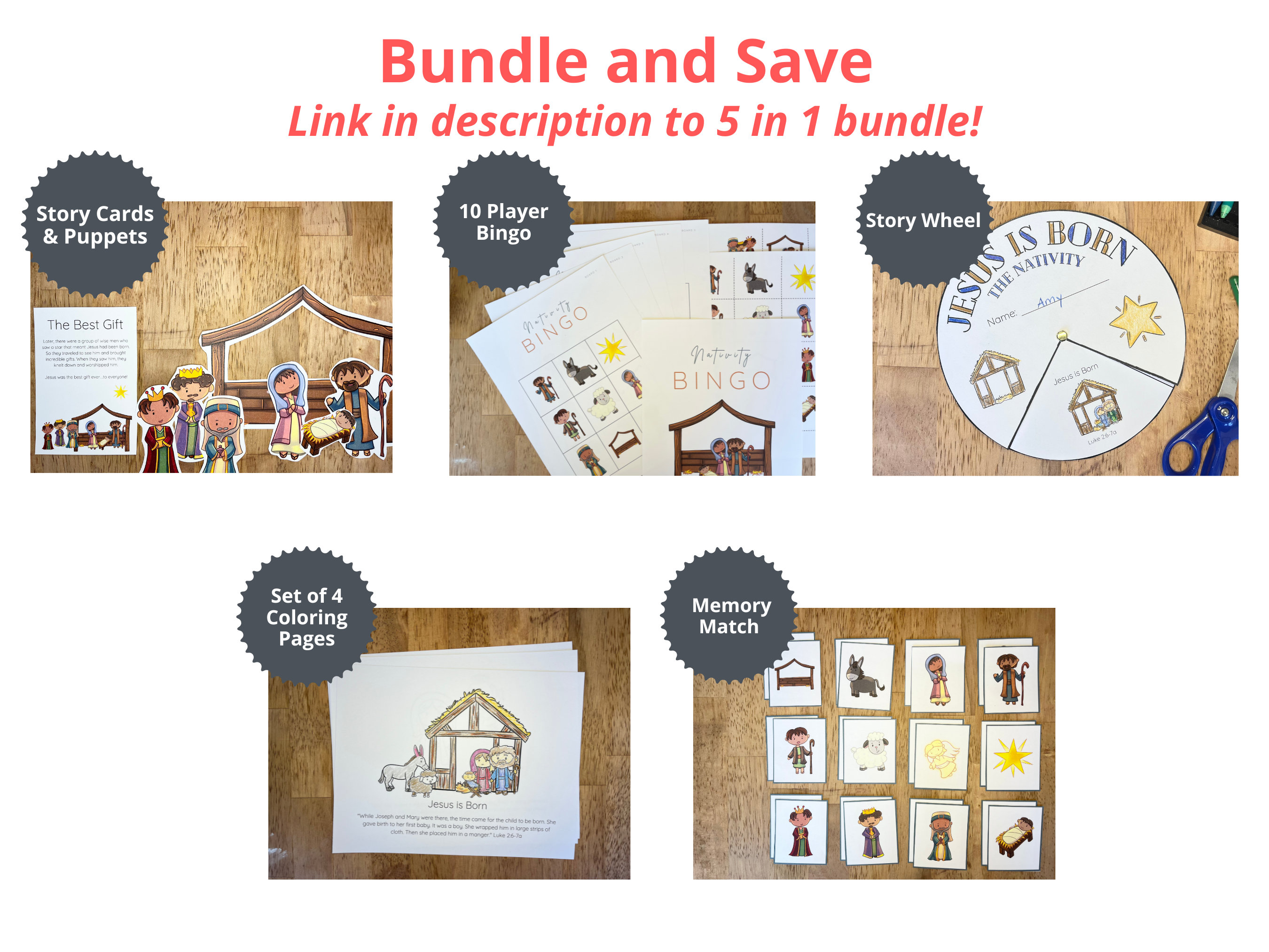 Nativity Memory Match Game for Kid Sunday School Christmas Nativity ...