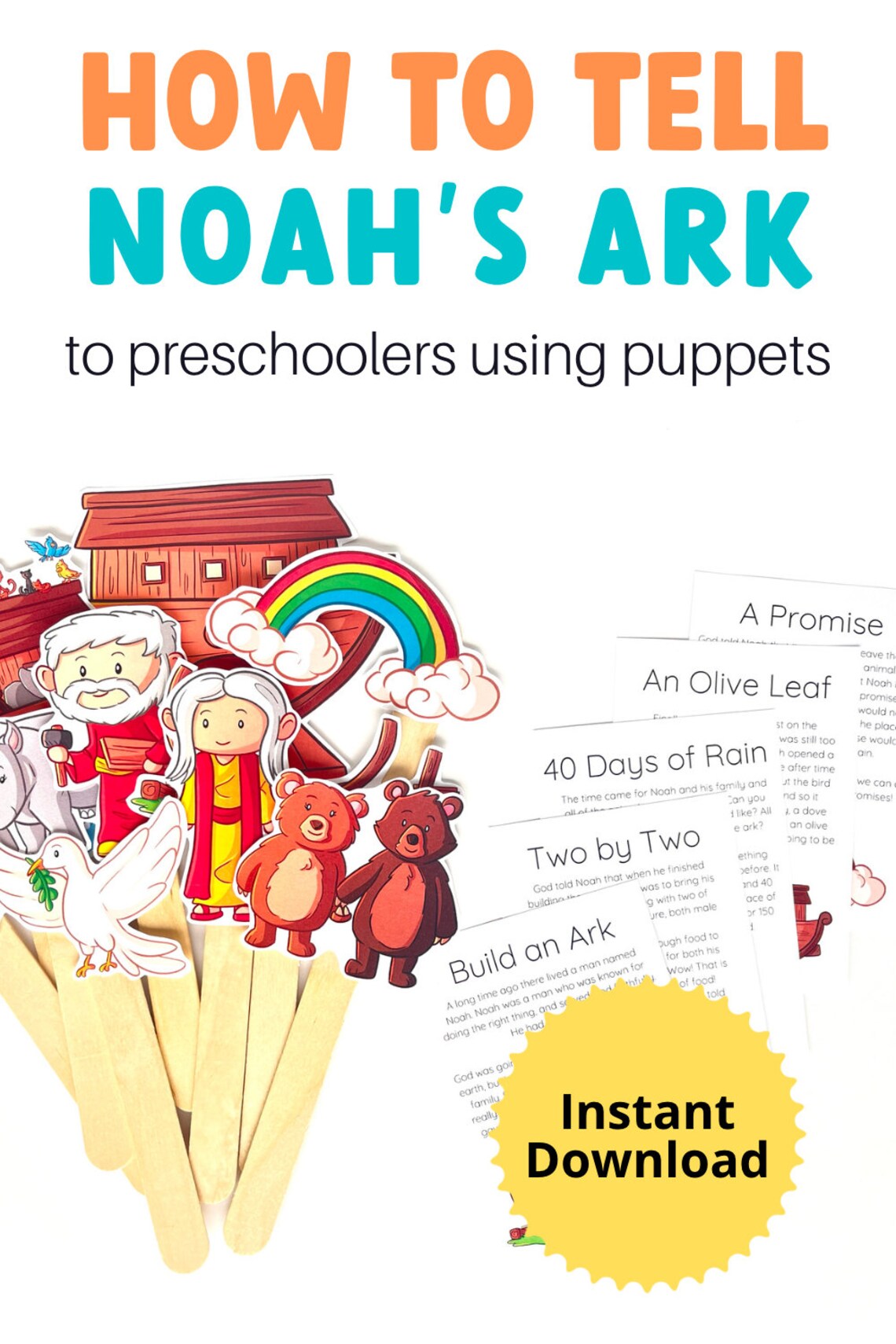 Noahs Ark Story Cards Christian Kid Bible Story Activity Printable ...