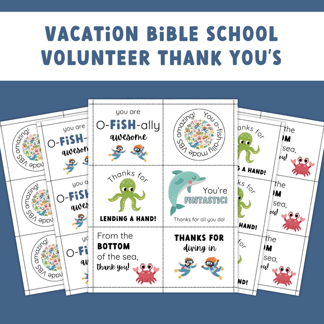 Vacation Bible School Volunteer Thank You Card Under the Sea VBS Leader ...
