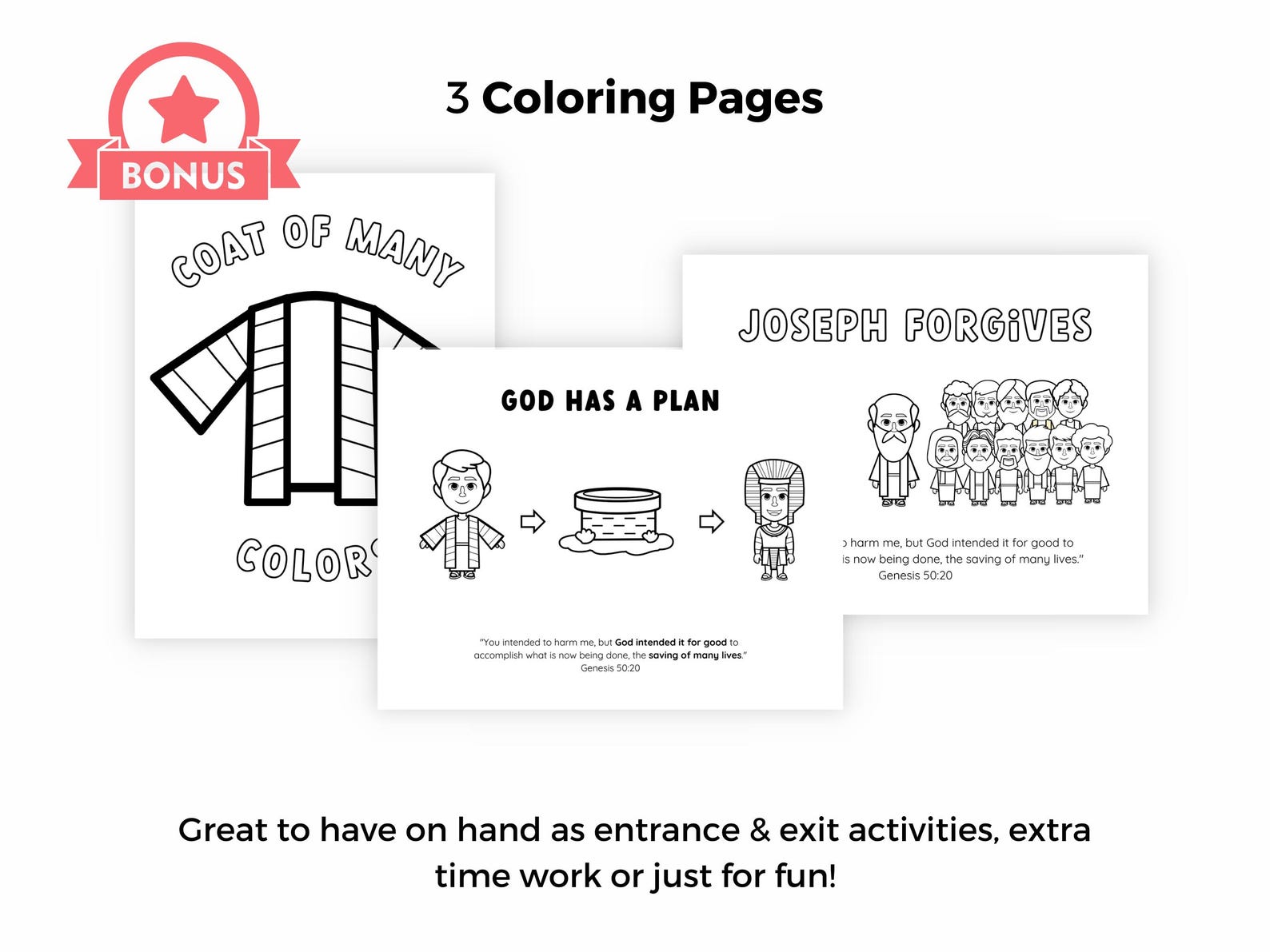 Joseph Bible Story Worksheet Activity Page for Kid Church Color Page ...