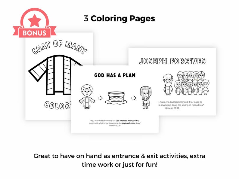 Joseph Bible Story Worksheet Activity Page for Kid Church Color Page ...