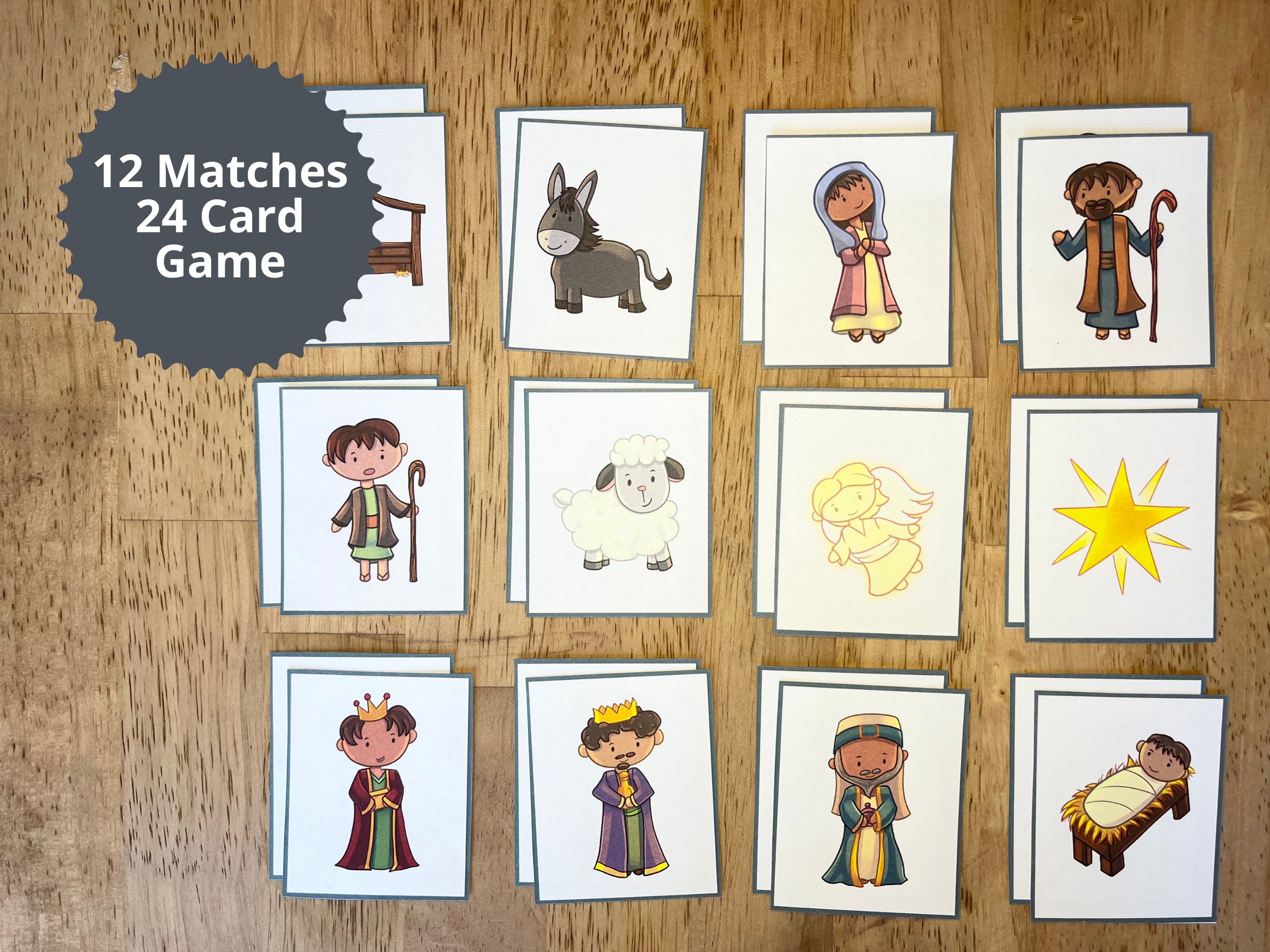 Nativity Memory Match Game for Kid Sunday School Christmas Nativity ...