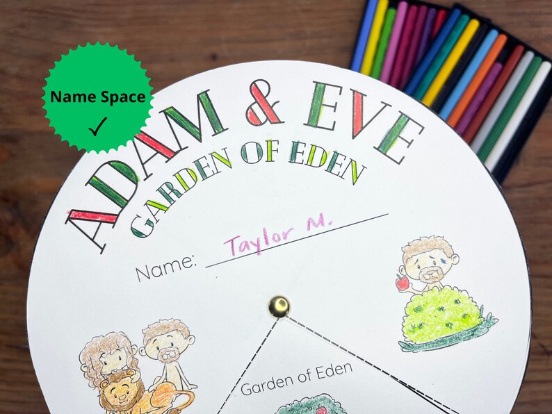 Adam and Eve Craft Sunday School Activity Garden of Eden Story Wheel ...