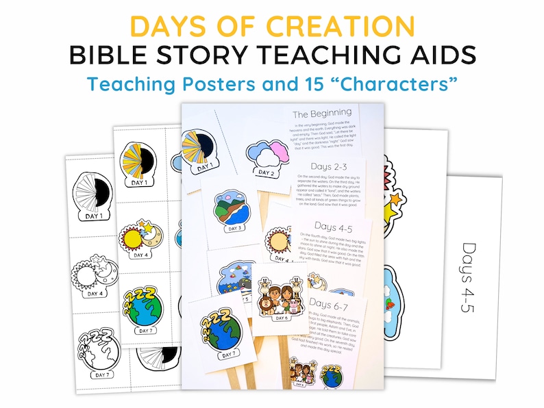 Days of Creation Bible Story Teaching Poster Creation Printable Lesson ...