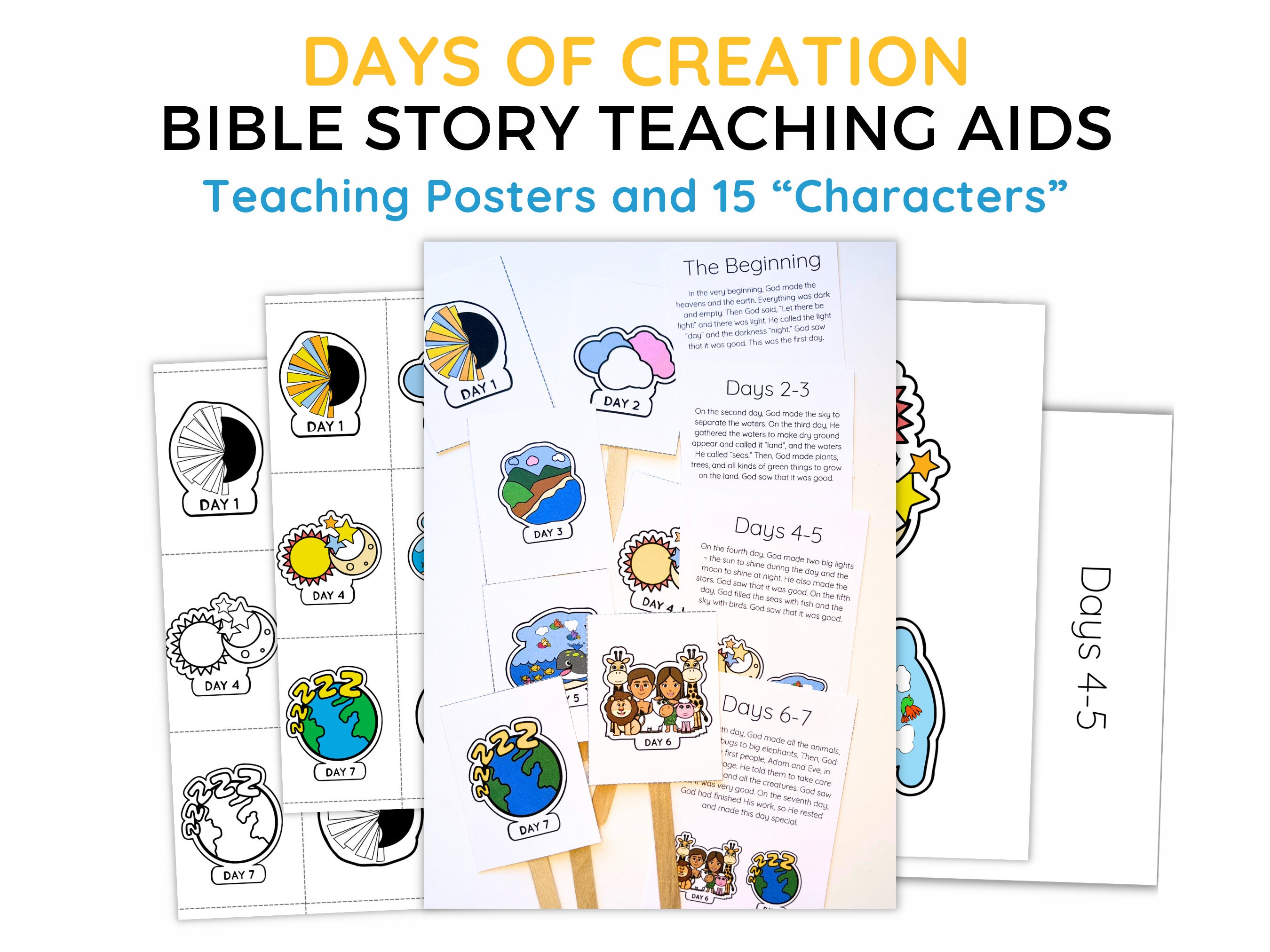 Days of Creation Bible Story Teaching Poster Creation Printable Lesson ...