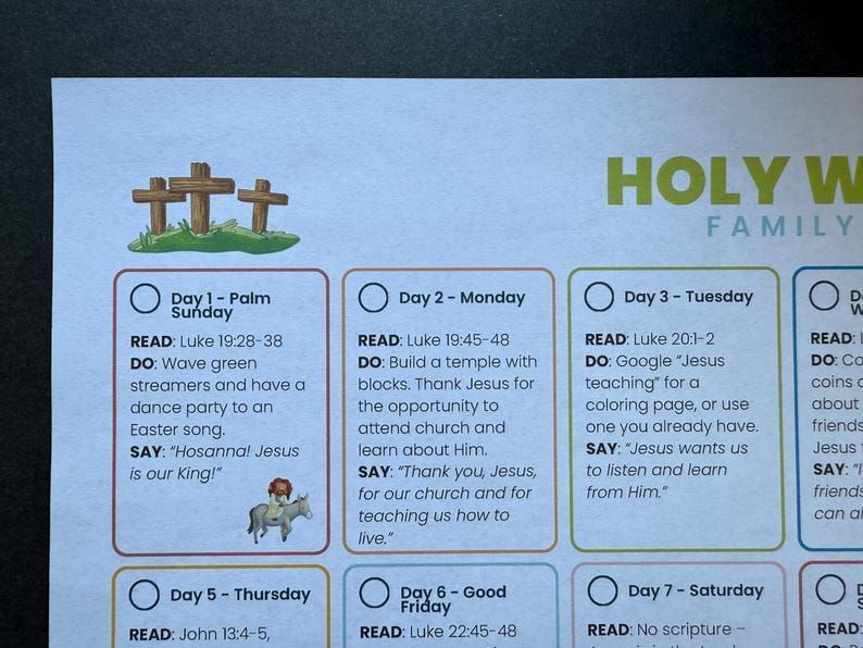Holy Week Family Guide PDF for Kids Religious Study Lent Season Bible ...