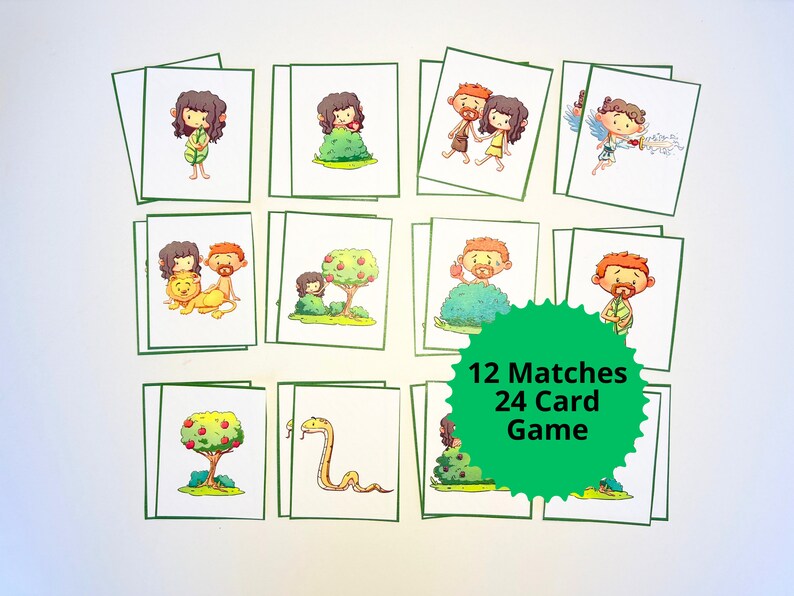 Memory Game Adam and Eve Activity DIY Memory Game for Kid Printable ...