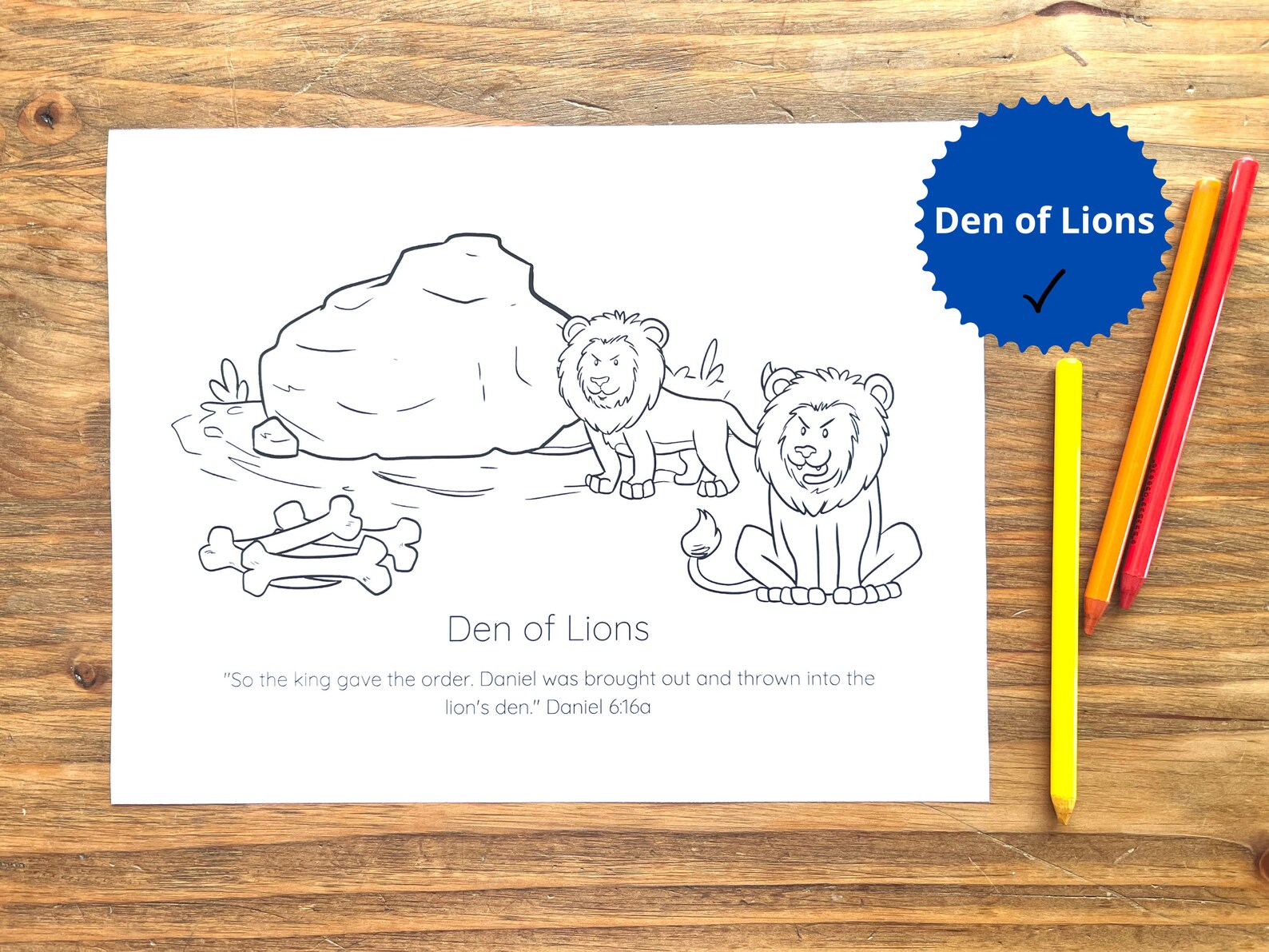 Daniel and the Lions Den Coloring Page Preschool Printable Lions Den ...