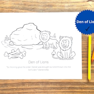Daniel and the Lions Den Coloring Page Preschool Printable Lions Den ...