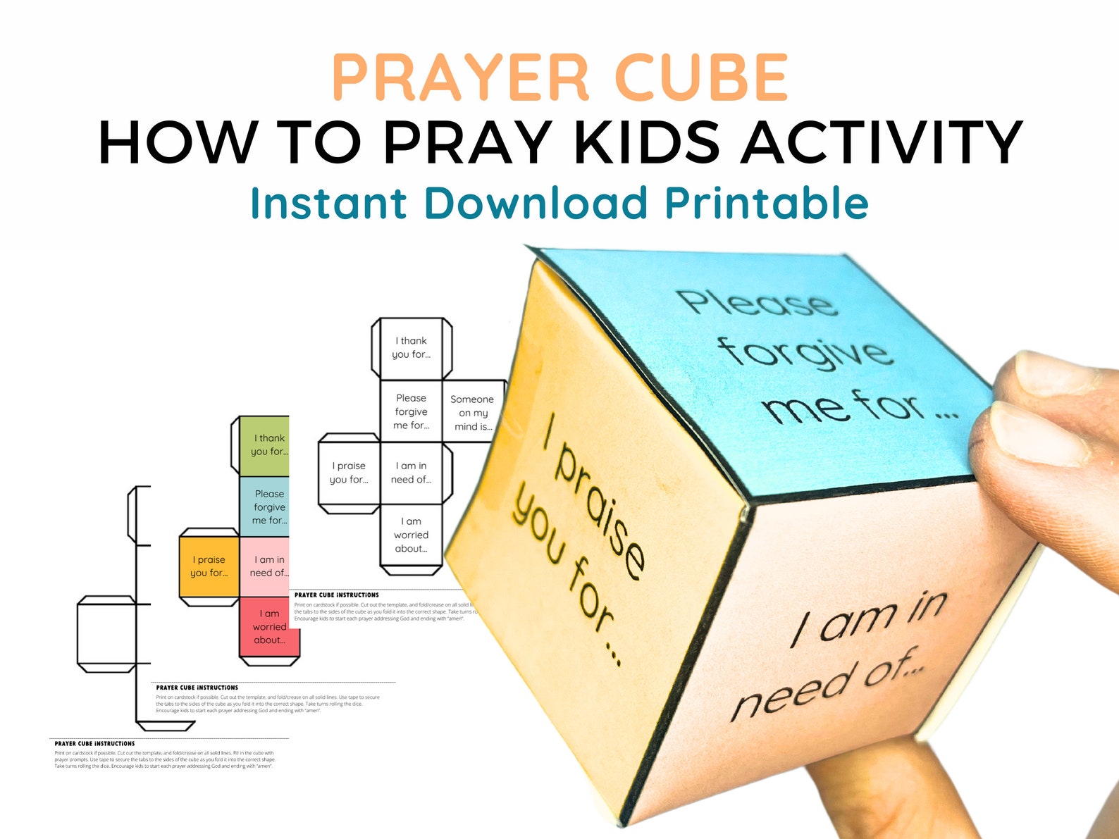 Prayer Cube for Kid Teach Children How to Pray Activity Printable ...