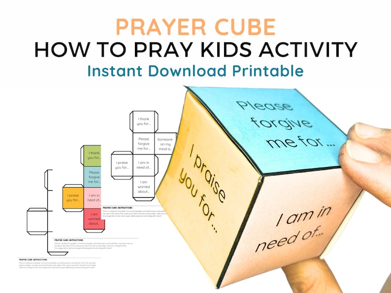 Prayer Cube for Kid Teach Children How to Pray Activity Printable ...
