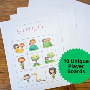 Bingo Game Printable Adam and Eve Bible Story Bingo Adam and Eve Garden ...