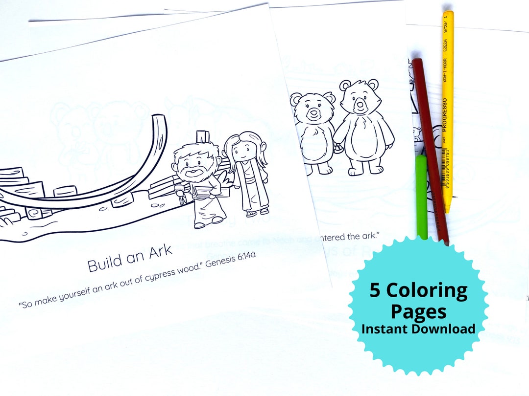 Set of Noahs Ark Coloring Page for Kid Coloring Page Printable Coloring ...